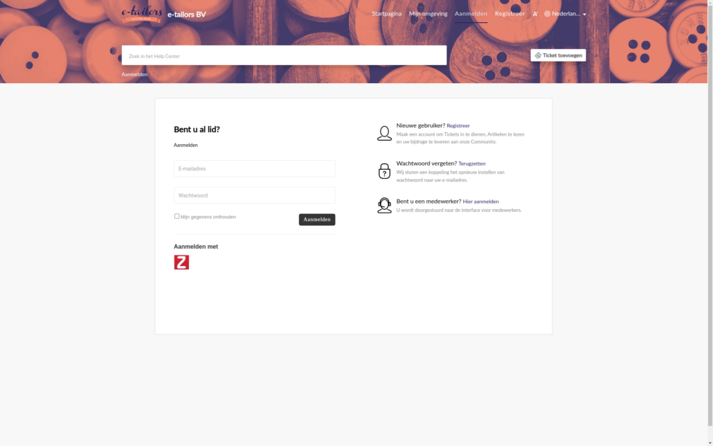 Servicedesk - Ticket aanmaken - e-tailors